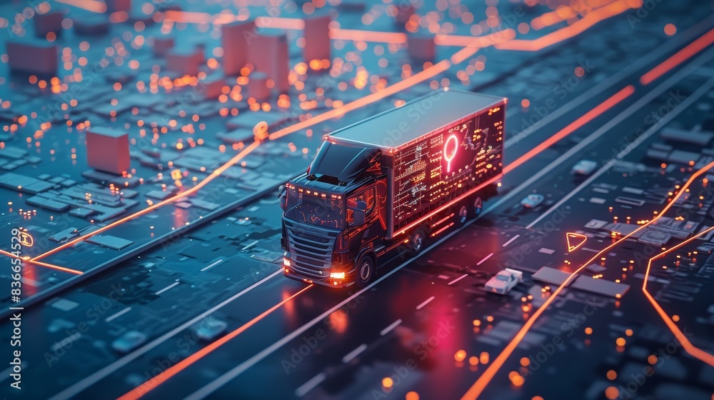 Delivery and Logistic: A 3D vector visualization of a delivery truck ...