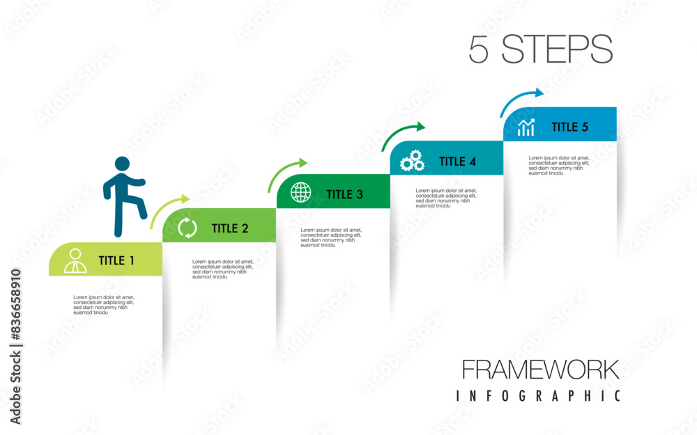 infographic template 5 step for business direction, marketing strategy ...