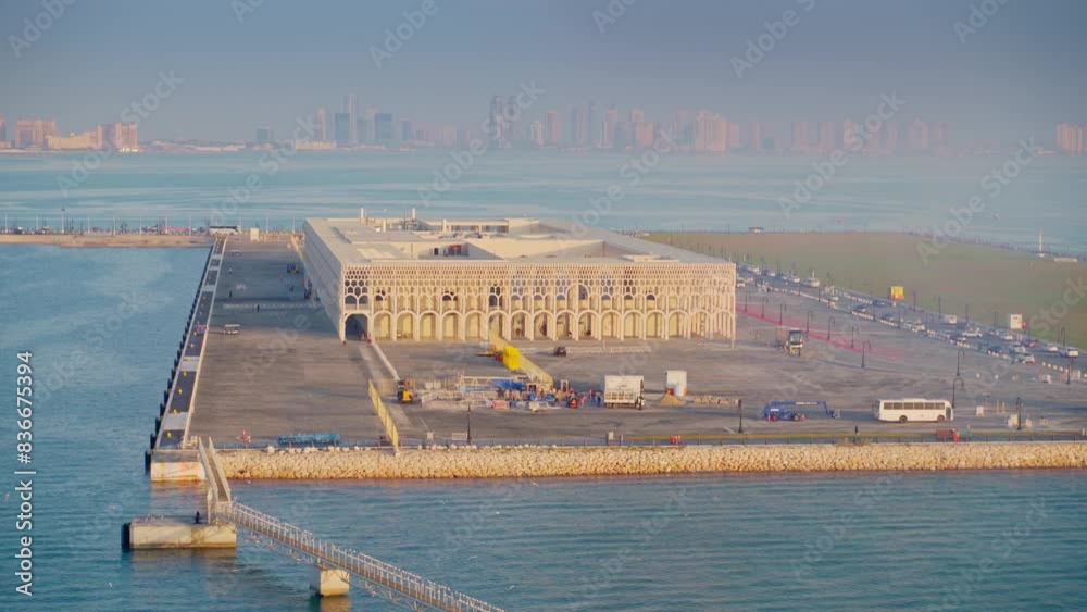 Doha, Qatar- Jan 14 2024, Aerial view of the new cruise terminal of the ...