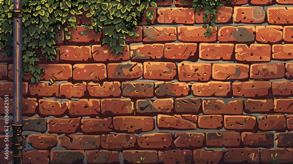 Lively cartoon brick wall with enticing textural details. Stock ...