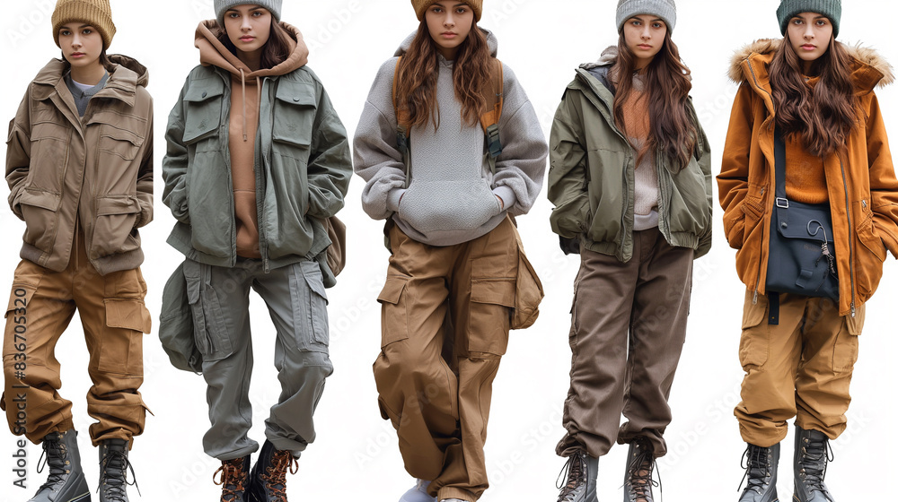 Urban Explorer Collage: Features cargo pants, a utility jacket, combat ...