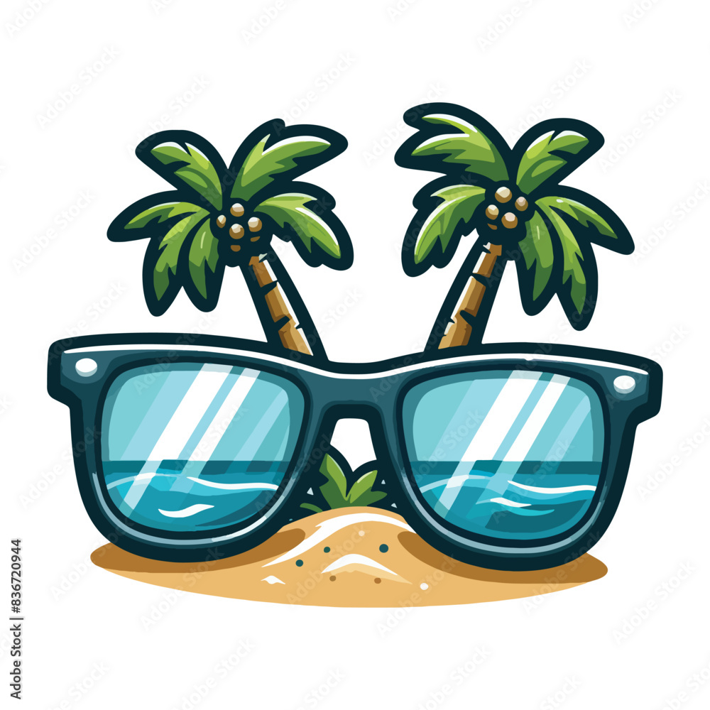 Sunglass Clipart with Palm Trees For Summer, Plam trees Vector ...