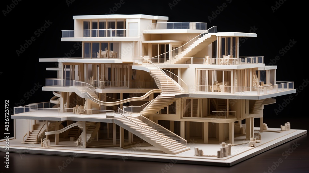 3D-printed architectural model of a modern building Stock Illustration ...