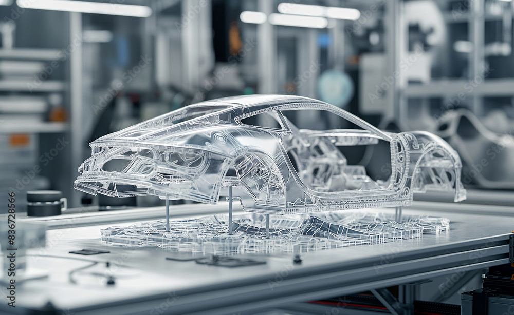 3D printer fabricating car body panels, highlighting the smooth finish ...