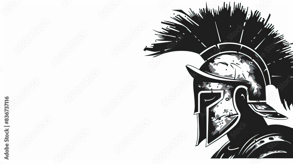 Roman centurion galea warrior helmet, modern graphic design, isolated ...