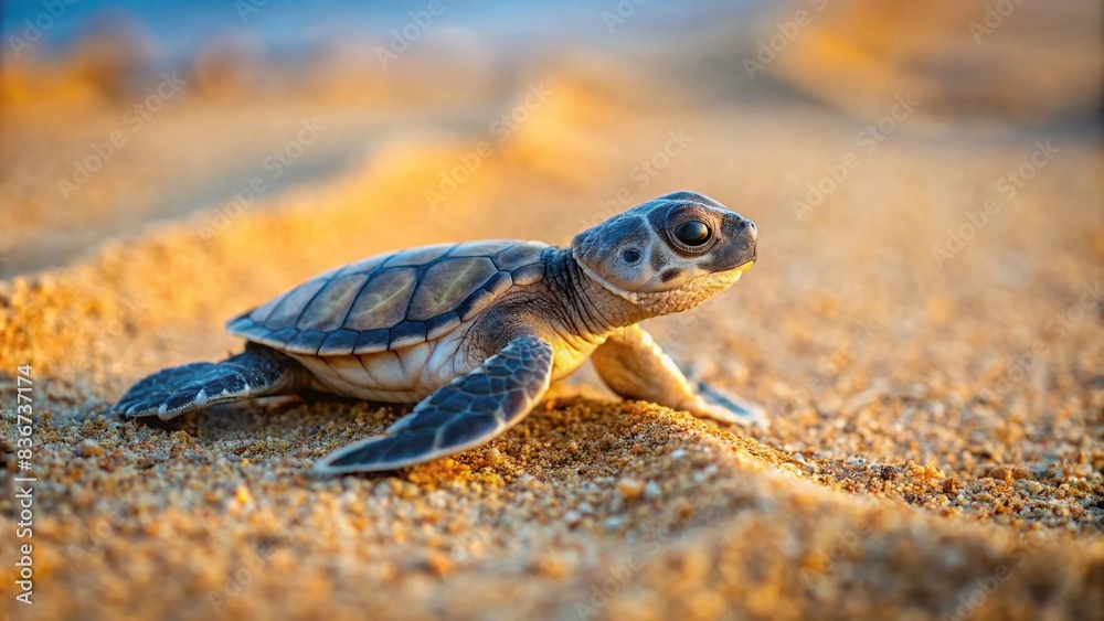 Baby sea turtle crawling on sandy beach, baby sea turtle, beach, sand ...
