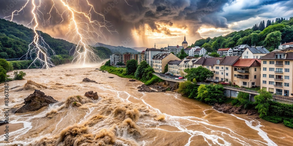 Landslide and flooding in the city caused by a powerful thunderstorm ...