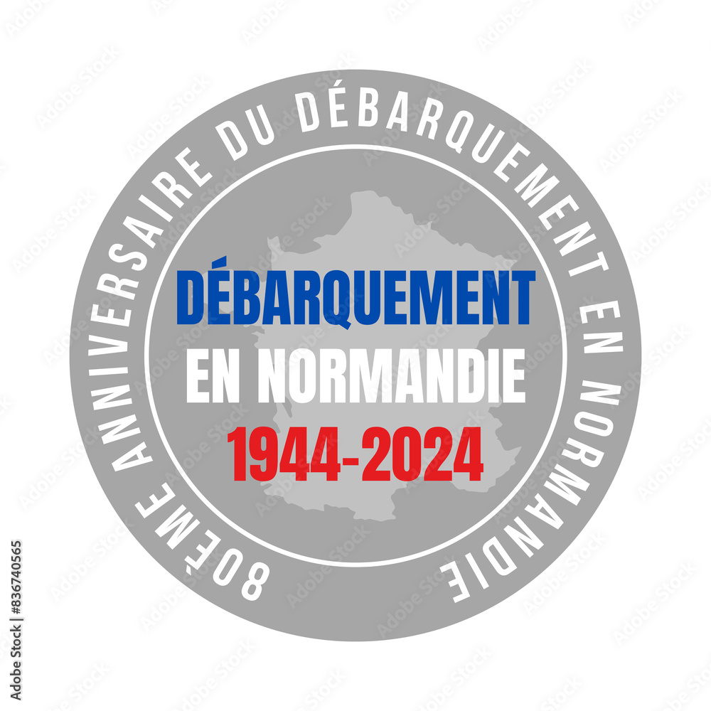 80th anniversary d-day landing in Normandy symbol icon in French ...