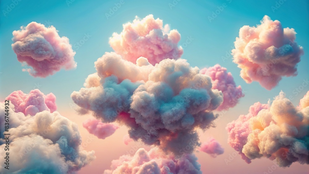 Soft and clean rendering of fluffy cloud shapes, perfect for a dreamy ...