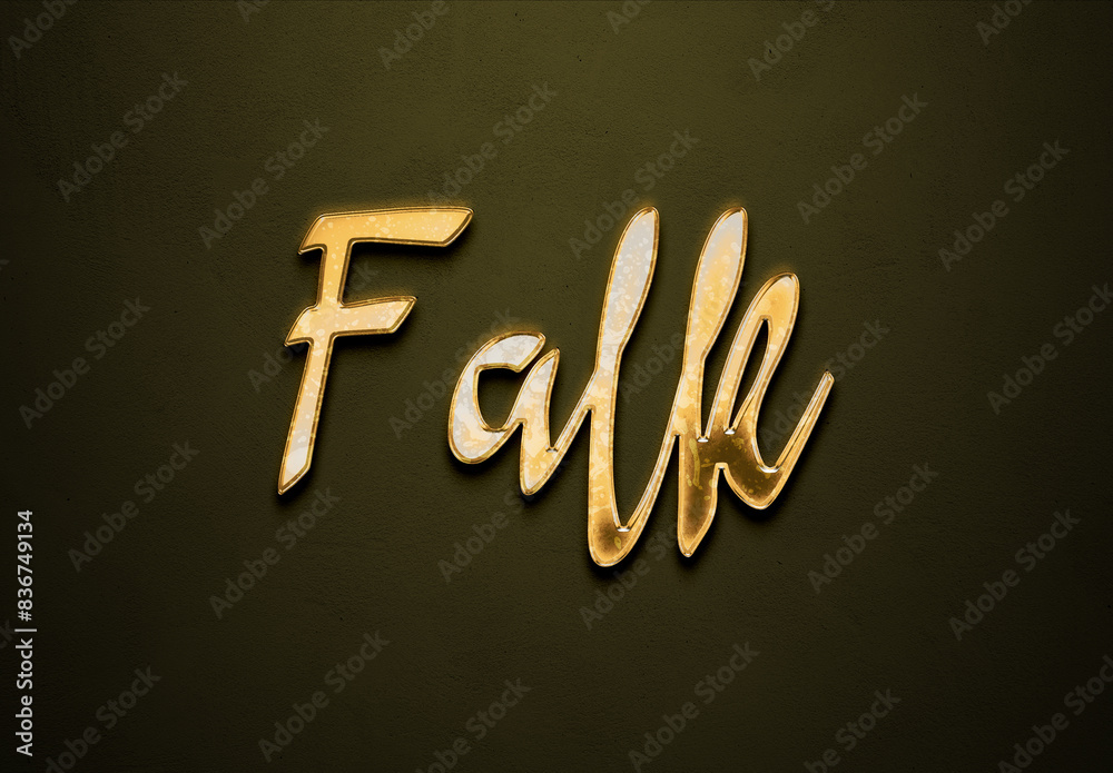 Old gold text effect of name Falk with 3D glossy style Mockup. Stock ...