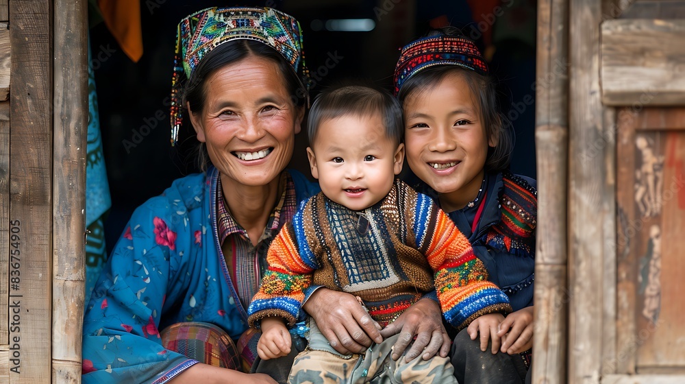Vietnamese family. Vietnam. Families of the World. Three smiling people ...
