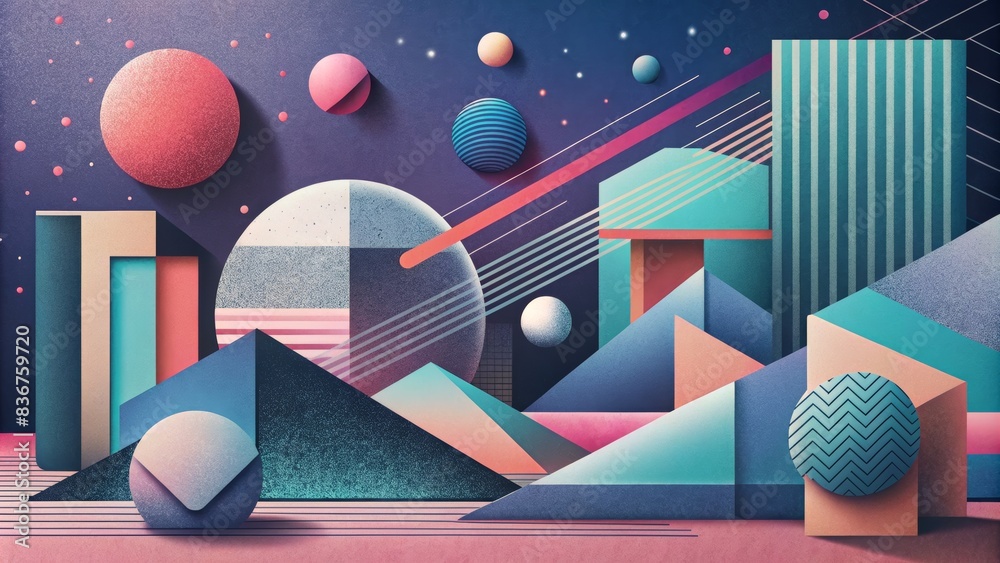 Vibrant 3D Geometric Shapes in Neo Memphis Design Stock Photo | Adobe Stock