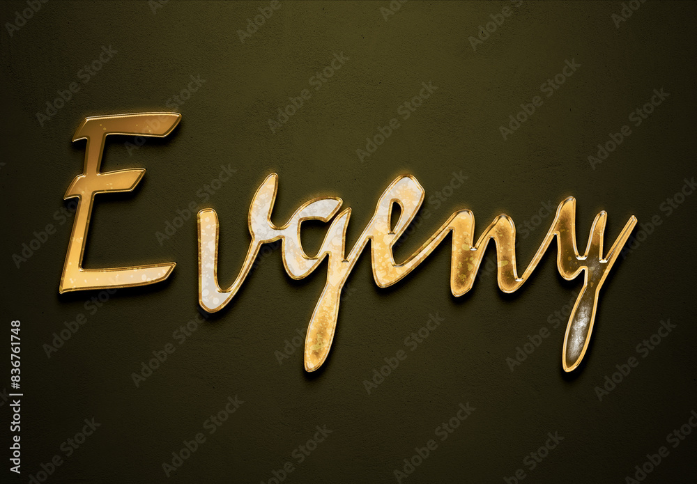 Old gold text effect of name Evgeny with 3D glossy style Mockup. Stock ...