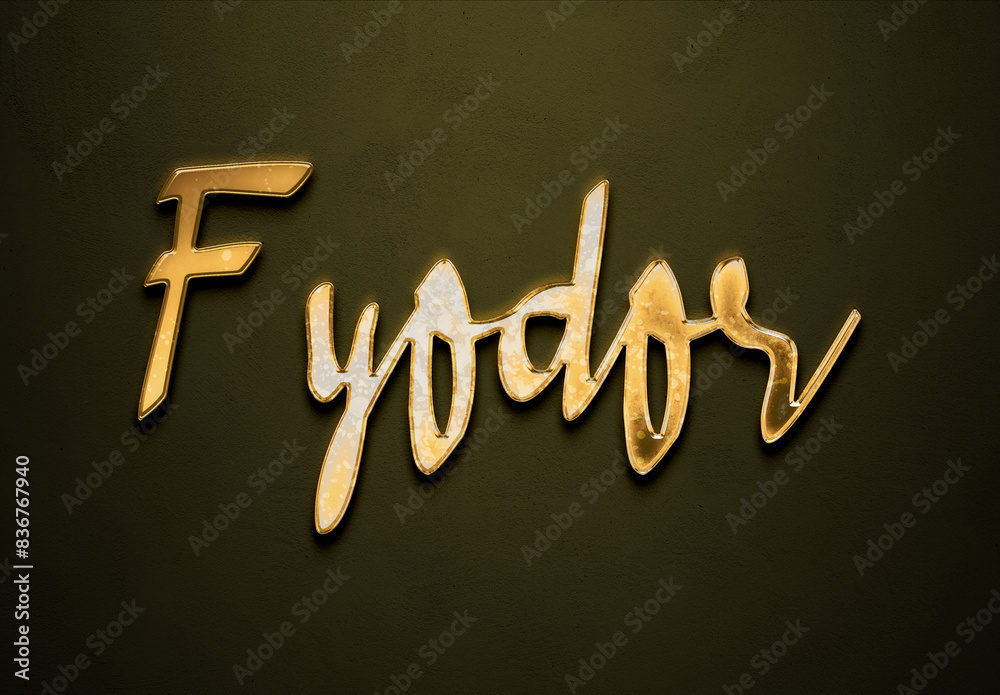 Old gold text effect of name Fyodor with 3D glossy style Mockup ...