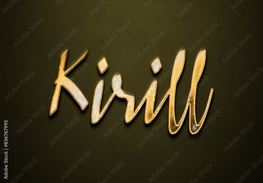 Old gold text effect of name Kirill with 3D glossy style Mockup. Stock ...