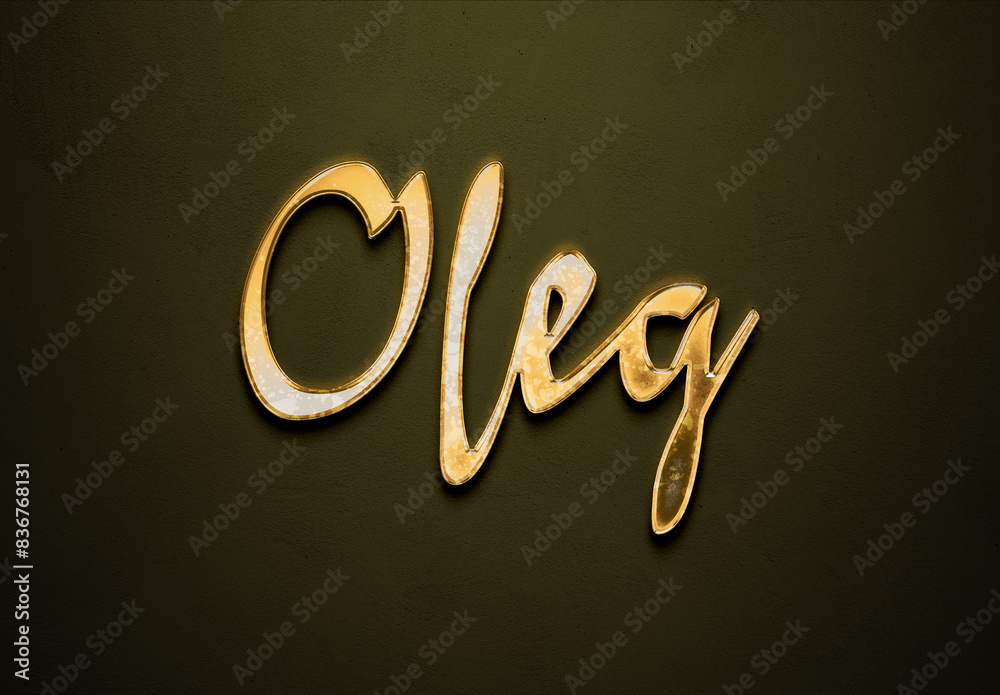 Old gold text effect of name Oleg with 3D glossy style Mockup. Stock ...