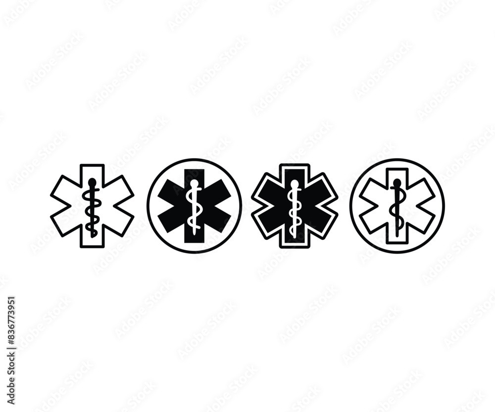 Vetor de emergency medicine emt paramedic icons symbol sign vector ...