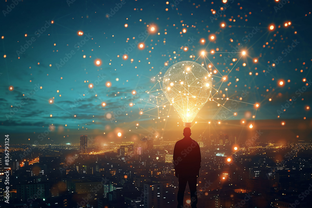 concept of person with idea light bulb symbol It means you have a great ...