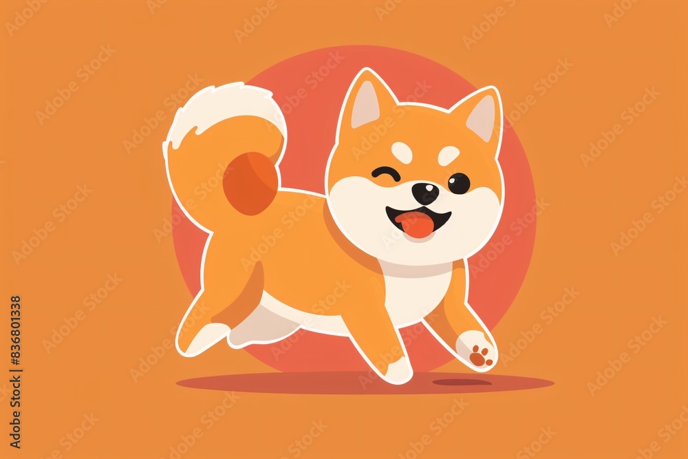 Cartoon of a Shiba Inu dog with a playful and cute expression featuring ...