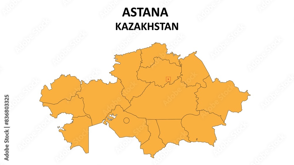 Astana Map in Kazakhstan. Vector Map of Kazakhstan. Regions map of ...
