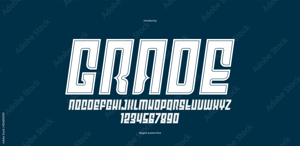Geometric italic and bold sans serif typeface, vector thick and massive ...