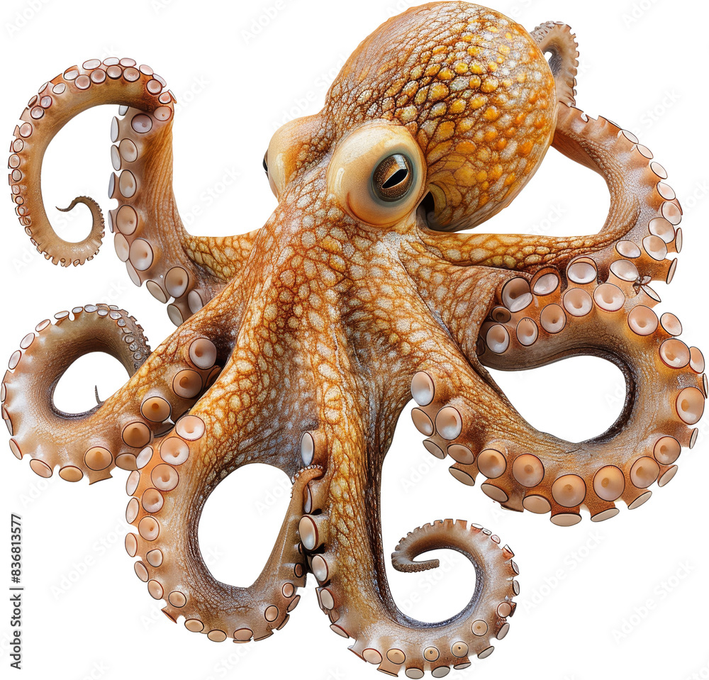High-resolution image of a vibrant orange octopus with detailed ...