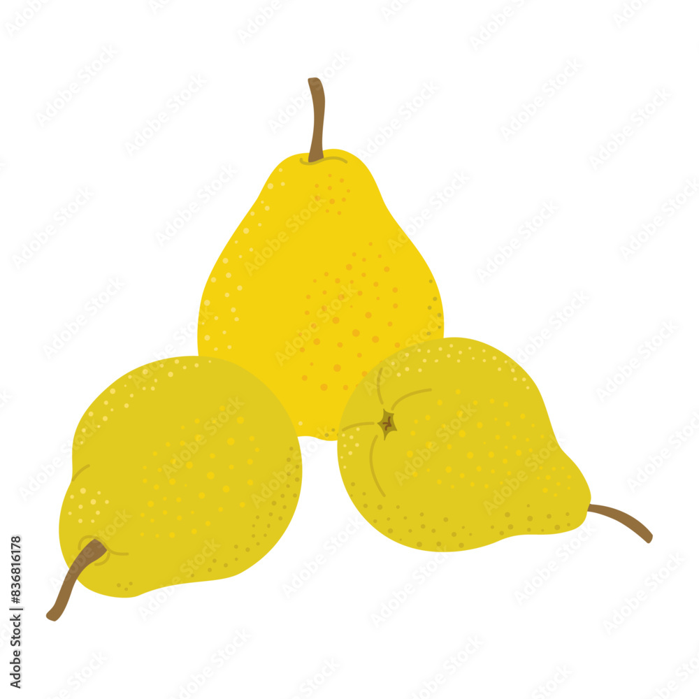 Ripe juicy pears cartoon illustration. Modern flat style juicy green ...