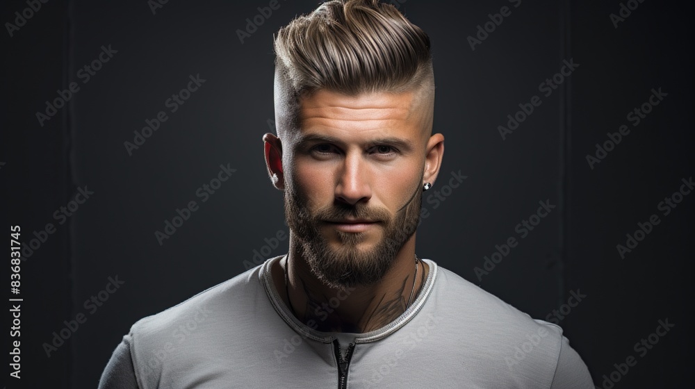a man with a mid-length undercut hairstyle, displaying the halfway mark ...