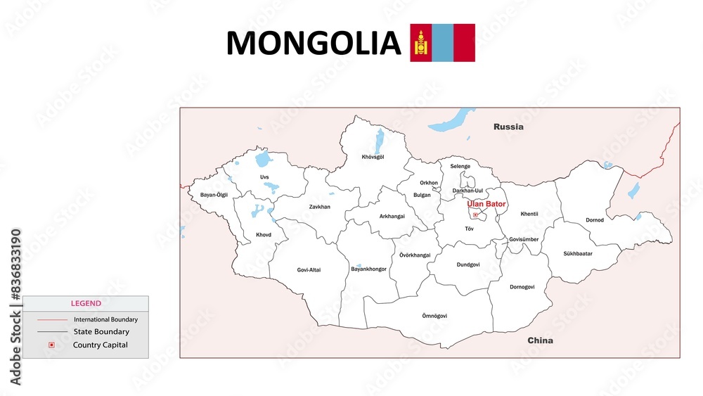 Mongolia Map. State map of Mongolia. Administrative map of Mongolia ...