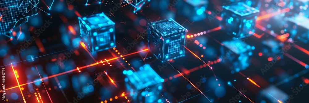 Blockchain cryptography technology illustration Validation blocks ...