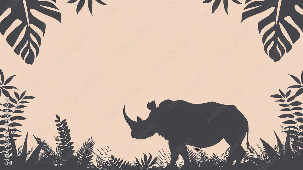 Black Rhinoceros, border, jungle theme background Wallpaper, blank in ...