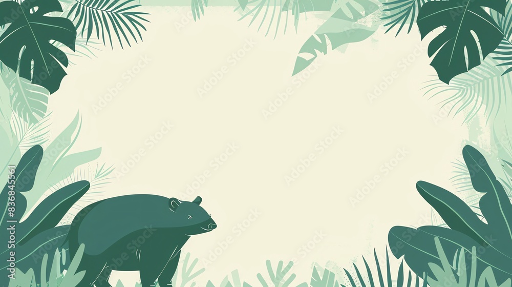 Malayan Tapir, border, jungle theme background Wallpaper, blank in the ...