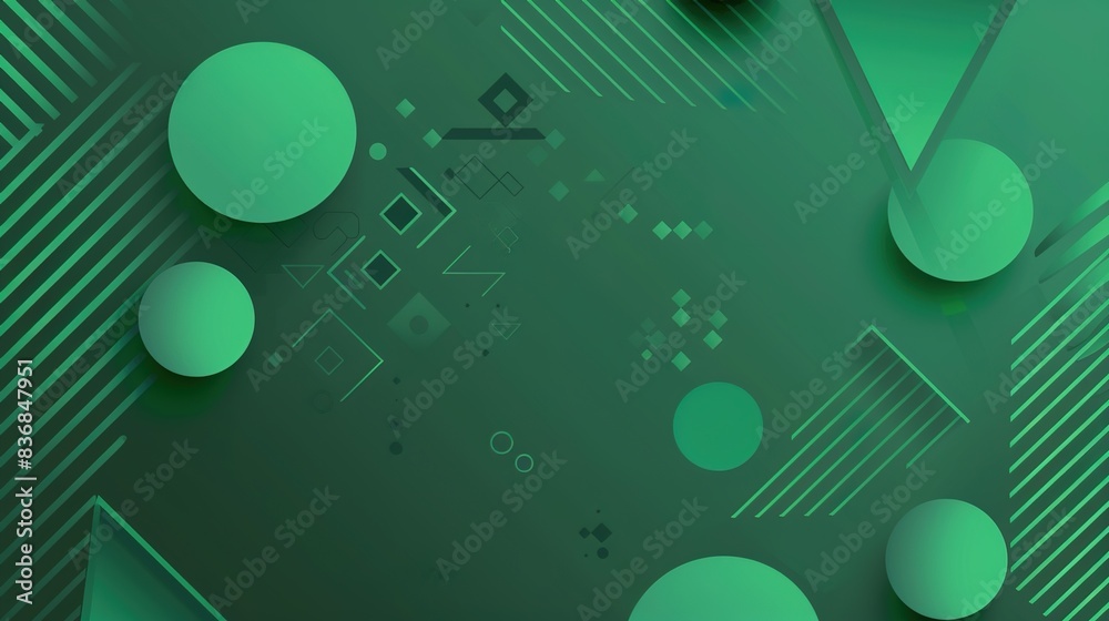 Emerald green gradient background with geometric elements, adding depth ...