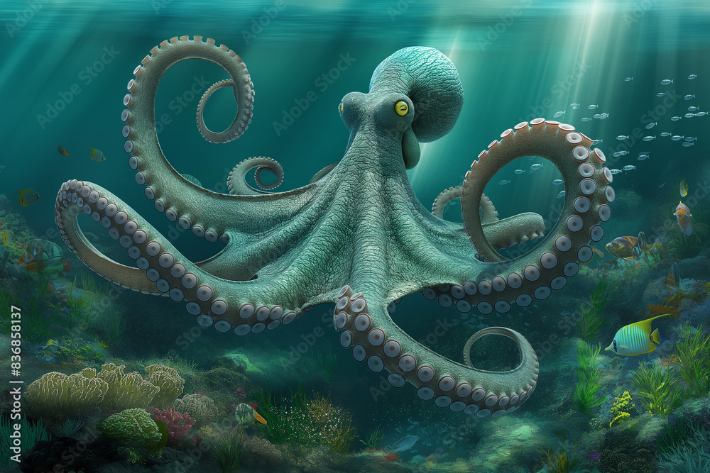 octopus in the water, Dive into the depths of the ocean with this ...