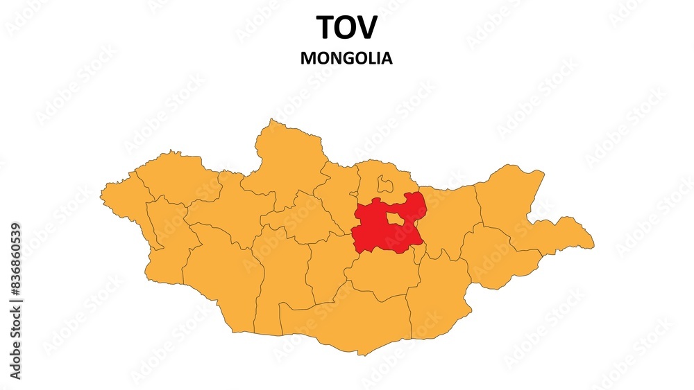 TOV Map in Mongolia. Vector Map of Mongolia. Regions map of Mongolia ...