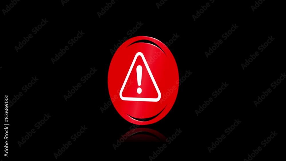 Red Alert Warning Symbol, Warning Sign Animation Video, 3D Warning Sign ...