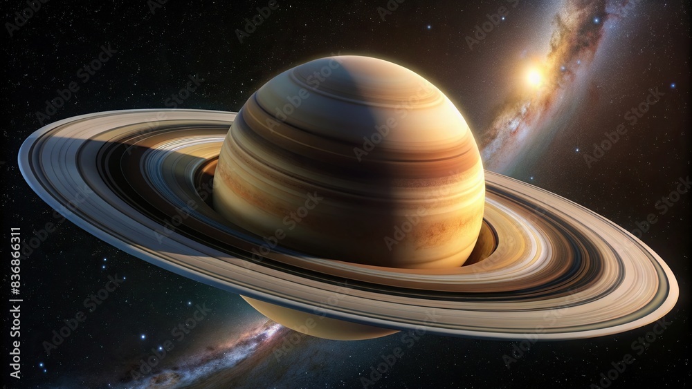12K VR 360 degree space background with detailed rings of Planet Saturn ...