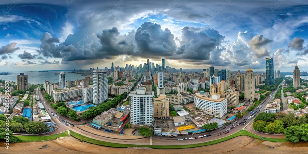 Mumbai City Skyline in 8K 360 degree equirectangular projection ...