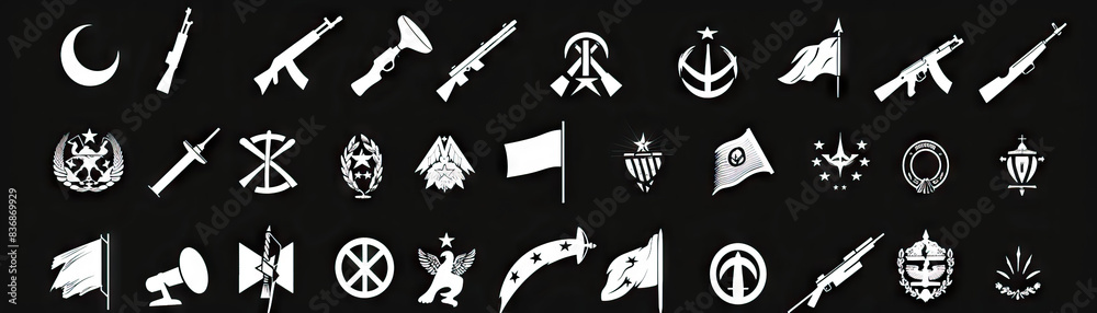 Revolutionary Symbols (White): Signifies the use of symbols, flags, and imagery to represent ...