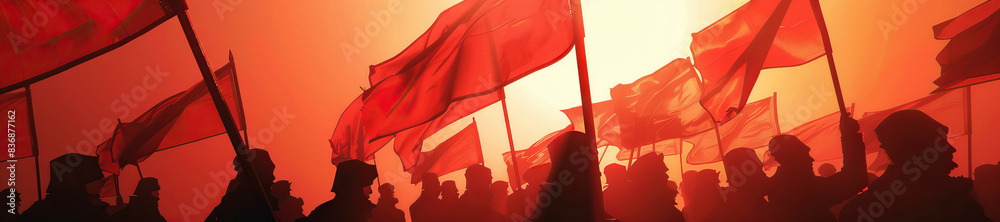 Revolutionary Flags (Red): Represents the flags and banners that ...