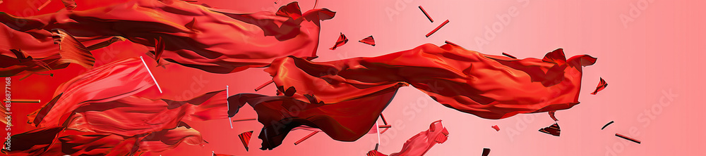 Revolutionary Flags (Red): Represents the flags and banners that ...