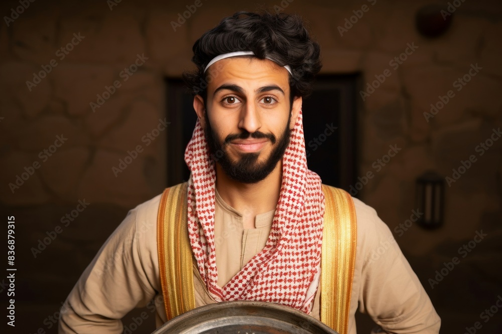 Head and shoulders view of bearded Middle Eastern man in early 30s ...