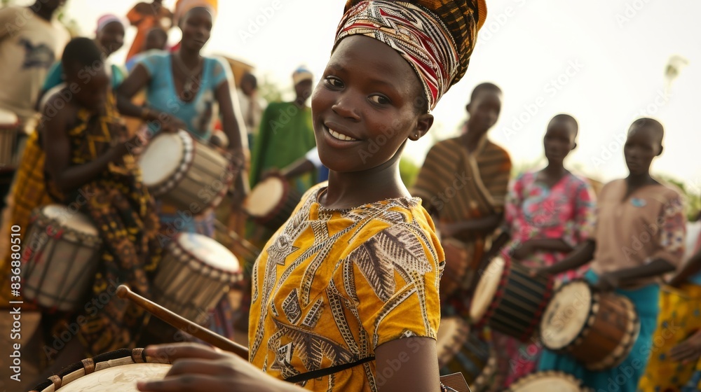 Dynamic image of a Fulani girl dancing at a cultural festival ...