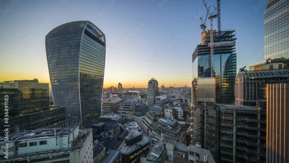 Europe UK HD 4K London Financial City Center bustling night view Stock ...