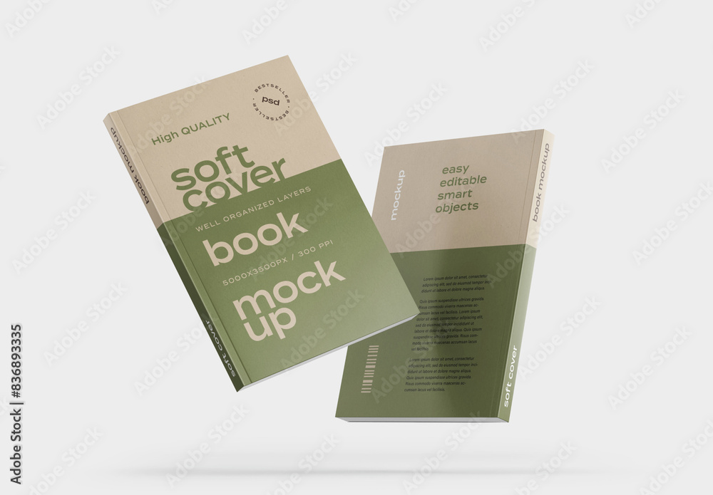Flying Book Hardcover Mockup Stock Template | Adobe Stock