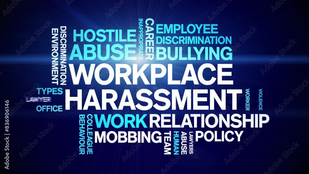 Workplace Harassment animated word cloud;text design animation tag ...