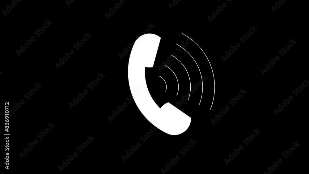 White Glowing Telephone icon animation on the black background. White ...