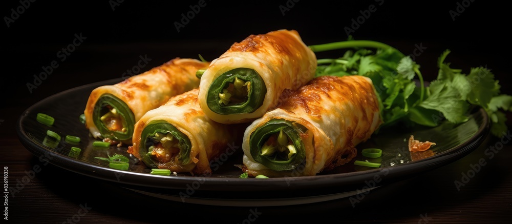 Dynamite Lumpia ( Filipino egg roll) Stuffed green chili pepper with ...