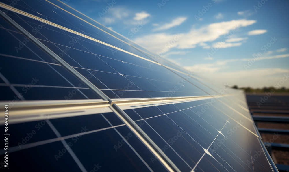 Solar panels sustainable electrical power plant with rows of solar ...