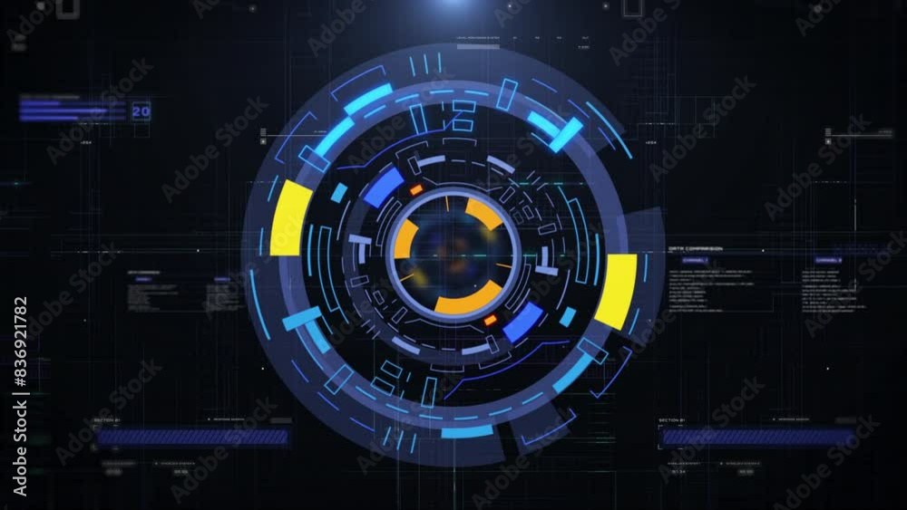 Futuristic HUD UI interface rotating target monitoring system element ...